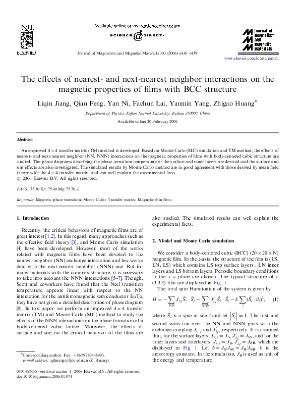(PDF) The effects of nearest- and next-nearest neighbor interactions on ...