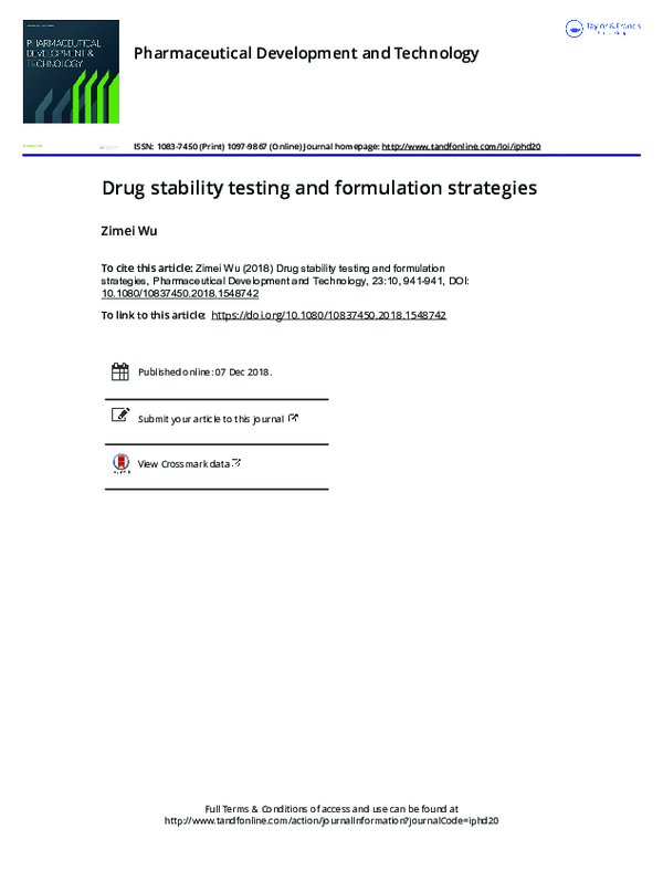 (PDF) Drug stability testing and formulation strategies