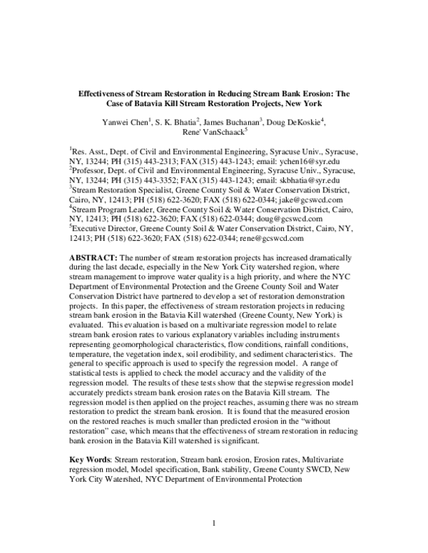 (PDF) Effectiveness of Stream Restoration in Reducing Stream Bank Erosion: The Case of Batavia ...