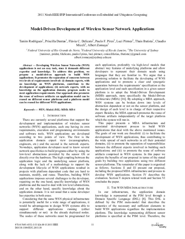 Pdf Model Driven Development Of Wireless Sensor Network Applications Thais Batista