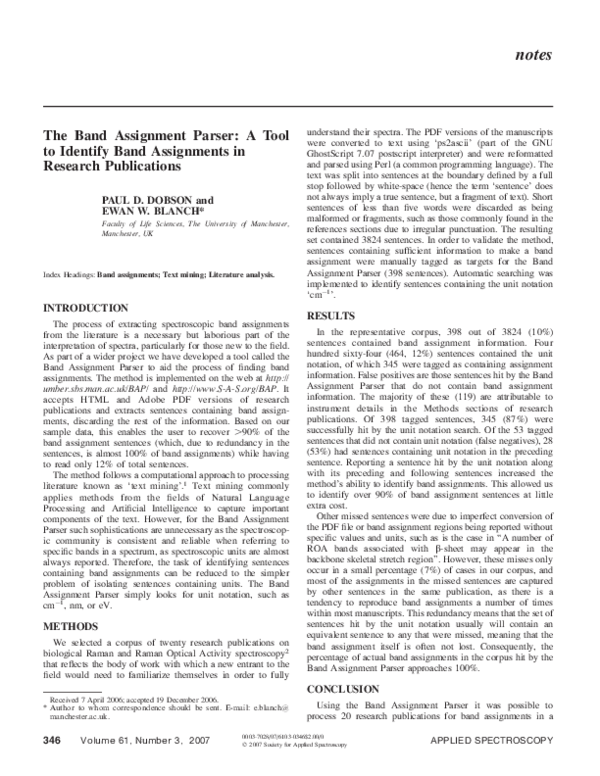 (PDF) The Band Assignment Parser: A Tool to Identify Band Assignments ...
