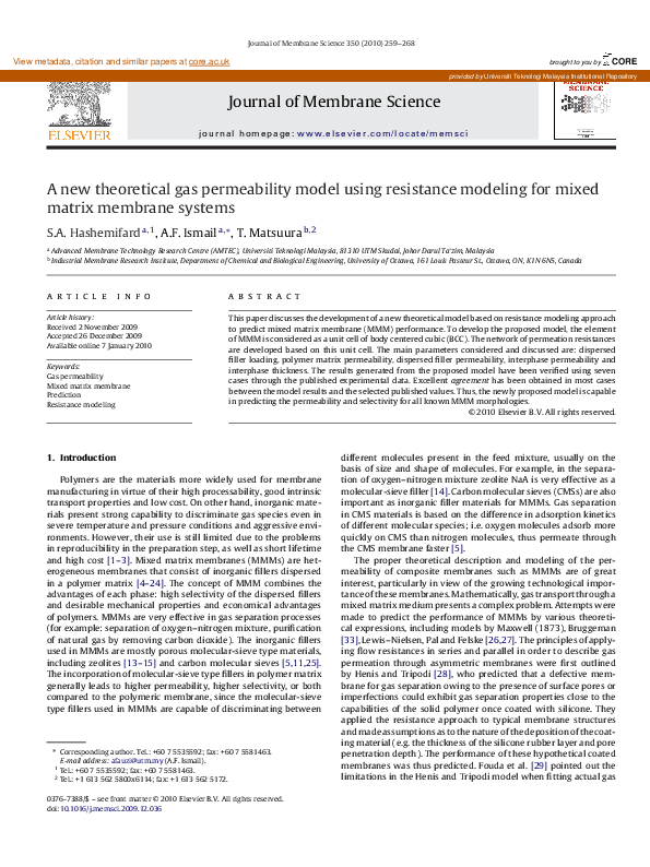 (PDF) A new theoretical gas permeability model using resistance ...