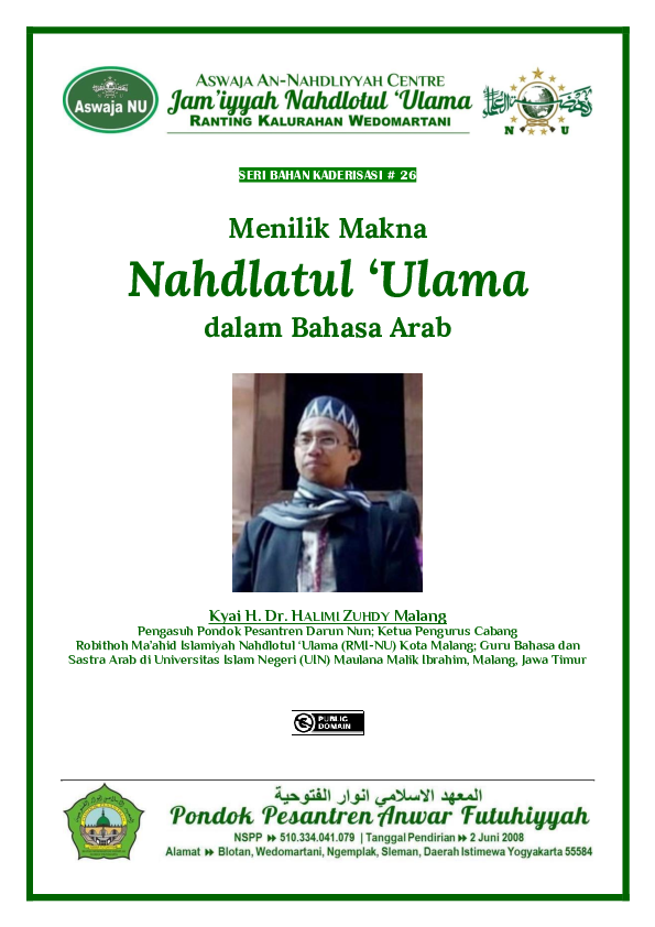 (PDF) ASWAJA-NU-WEDO - Seri Bahan Kaderisasi # 26 - Makna NU dalam Bahasa Arab