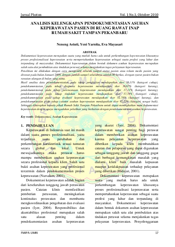 (PDF) Analisis Kelengkapan Pendokumentasian Asuhan Keperawatan Pasien DI Ruang Rawat Inap Rumah ...
