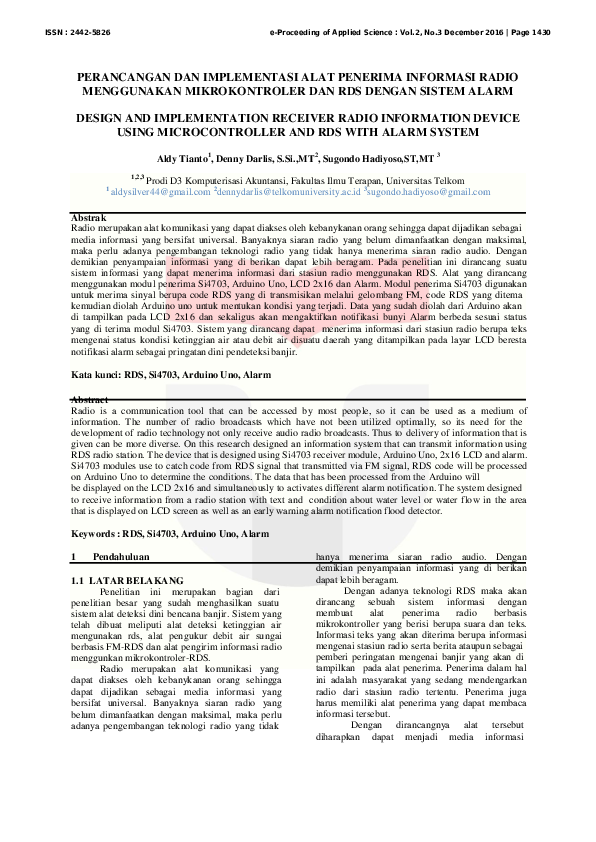 (PDF) Perancangan Dan Implementasi Alat Penerima Informasi Radio Menggunakan Mikrokontroler Dan ...