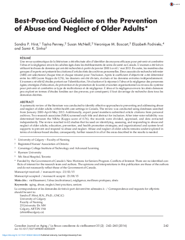 (PDF) Best-Practice Guideline on the Prevention of Abuse and Neglect of ...