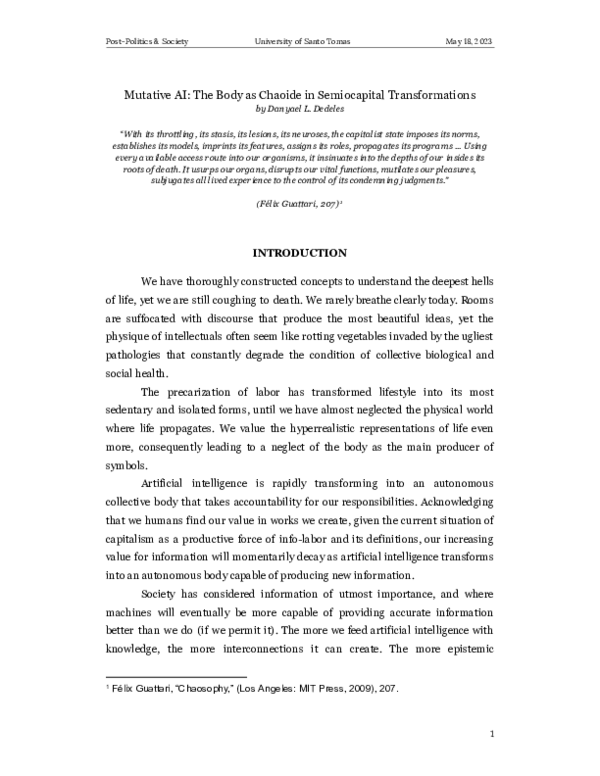 (PDF) Mutative AI: The Body as Chaoide in Semiocapital Transformations