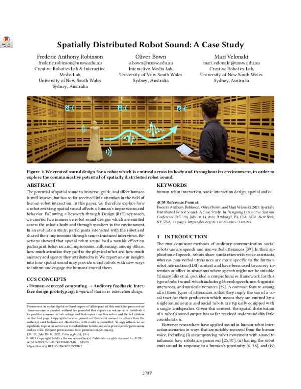 (PDF) Spatially Distributed Robot Sound: A Case Study