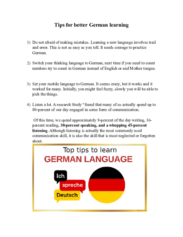 (DOC) Tips for better German learning