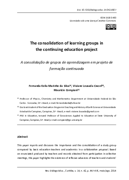 (PDF) The consolidation of learning groups in the continuing education ...
