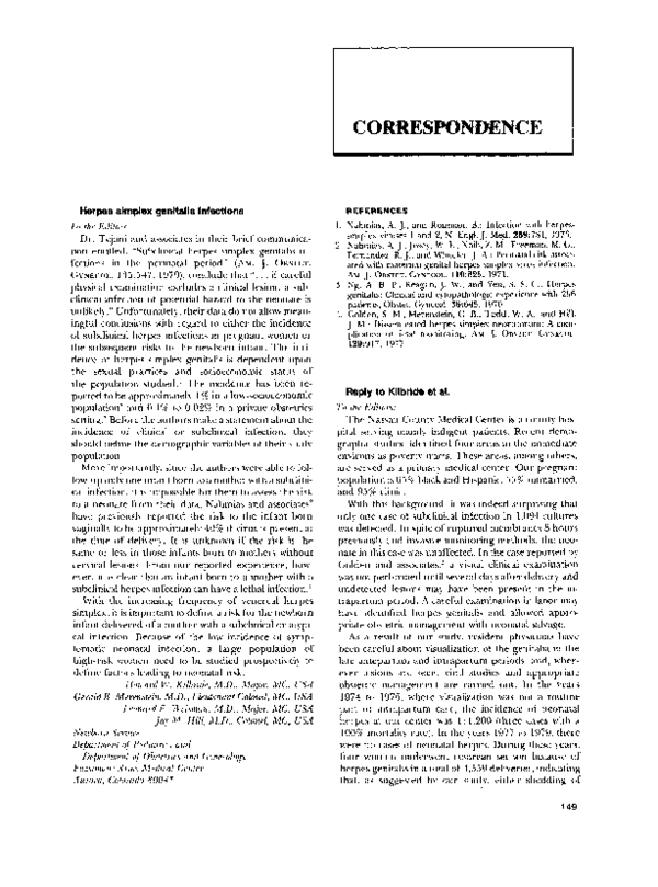 (PDF) Herpes simplex genitalis infections