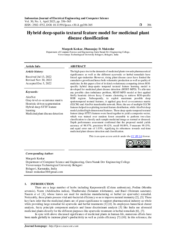 Pdf Hybrid Deep Spatio Textural Feature Model For Medicinal Plant