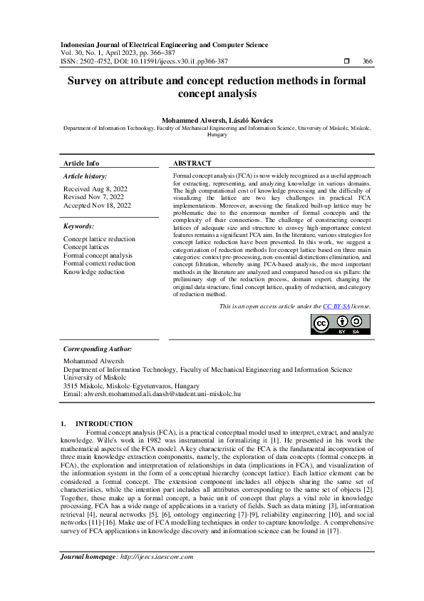 Pdf Attribute And Concept Reduction In Formal Concept Analysis