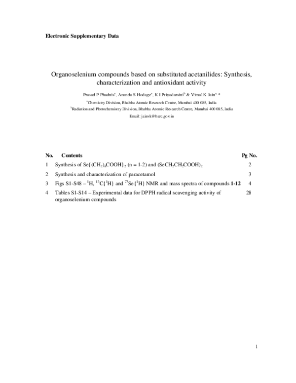(PDF) Organoselenium compounds based on substituted acetanilides ...