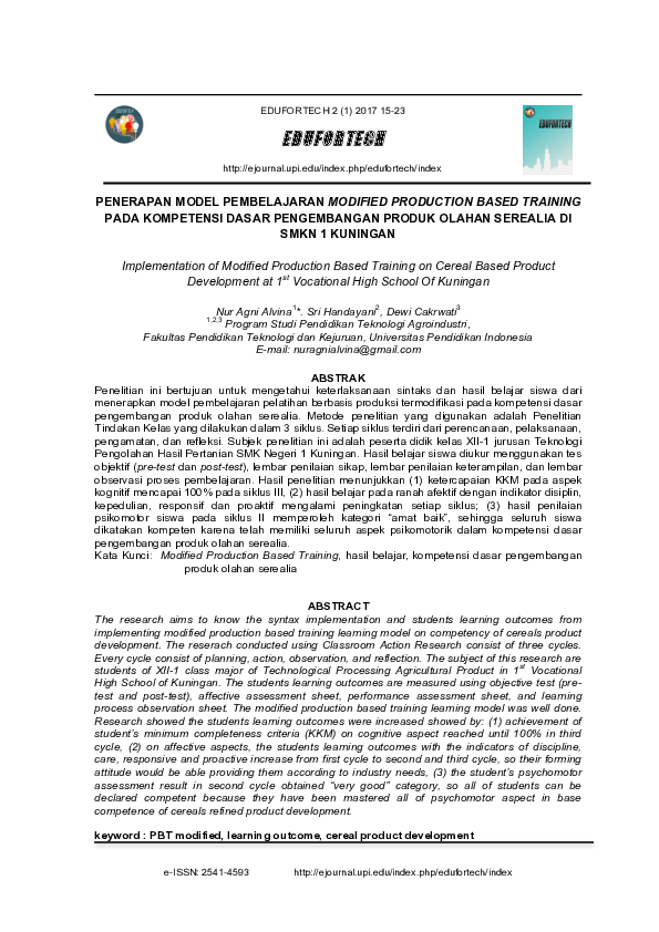 (PDF) PENERAPAN MODEL PEMBELAJARAN MODIFIED PRODUCTION BASED TRAINING ...