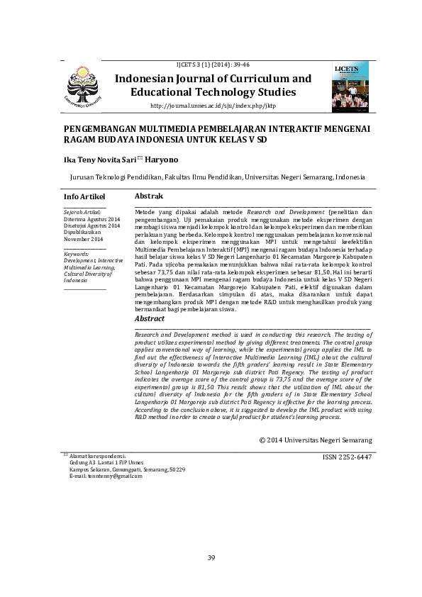 (PDF) Indonesian Journal of Curriculum and Educational Technology ...