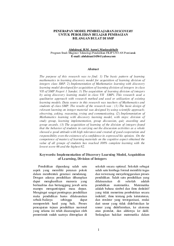 (PDF) Penerapan Model Pembelajaran Discovery