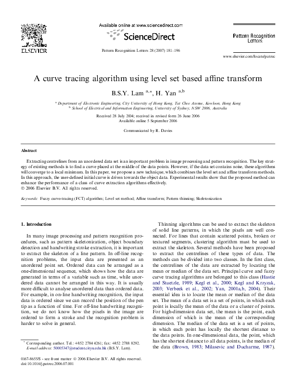 (PDF) A curve tracing algorithm using level set based affine transform | Hiền Trần Văn ...
