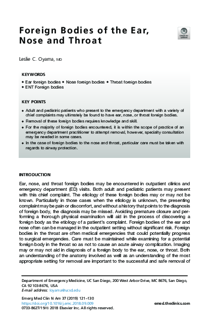 (PDF) Foreign Bodies of the Ear, Nose and Throat