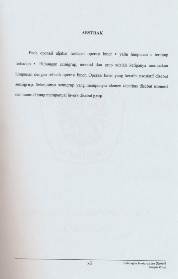 (PDF) Hubungan semigrup dan monoid dengan grup
