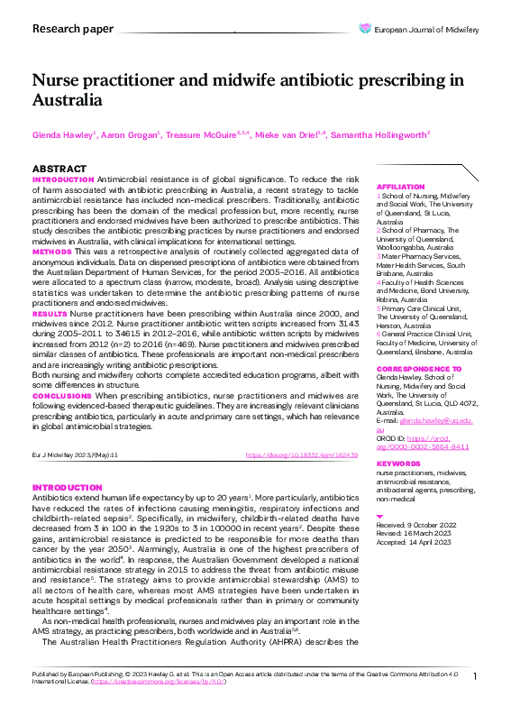 (PDF) Nurse practitioner and midwife antibiotic prescribing in Australia