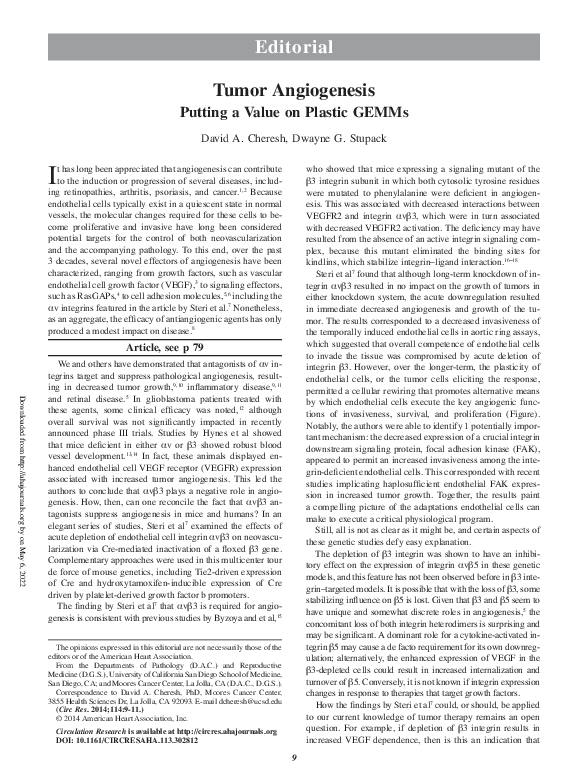 (PDF) Tumor Angiogenesis | David Cheresh - Academia.edu