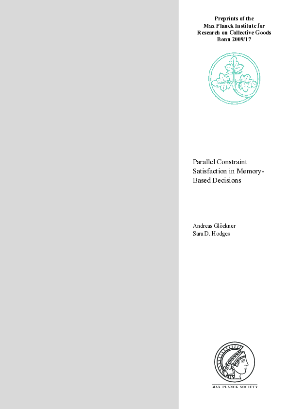 Pdf Parallel Constraint Satisfaction In Memory Based Decisions