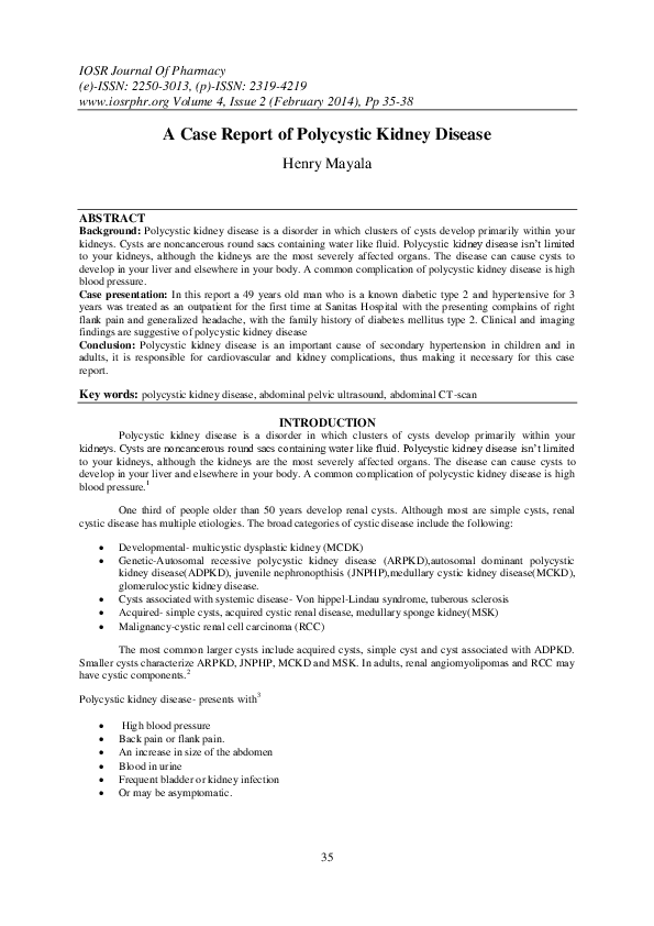(PDF) A Case Report of Polycystic Kidney Disease