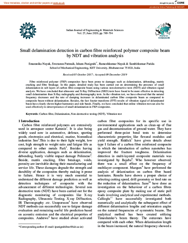 (PDF) Small delamination detection in carbon fibre reinforced polymer ...