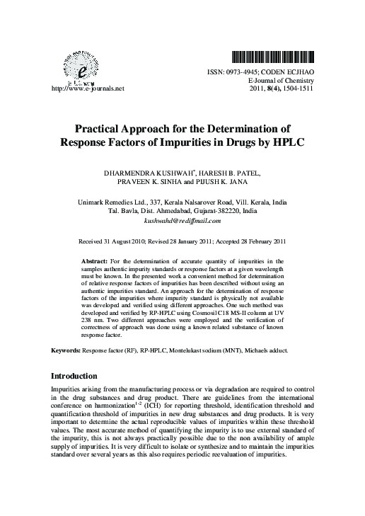 (PDF) Practical Approach for the Determination of Response Factors of ...