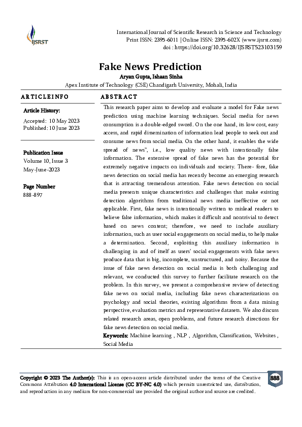 (PDF) Fake News Prediction
