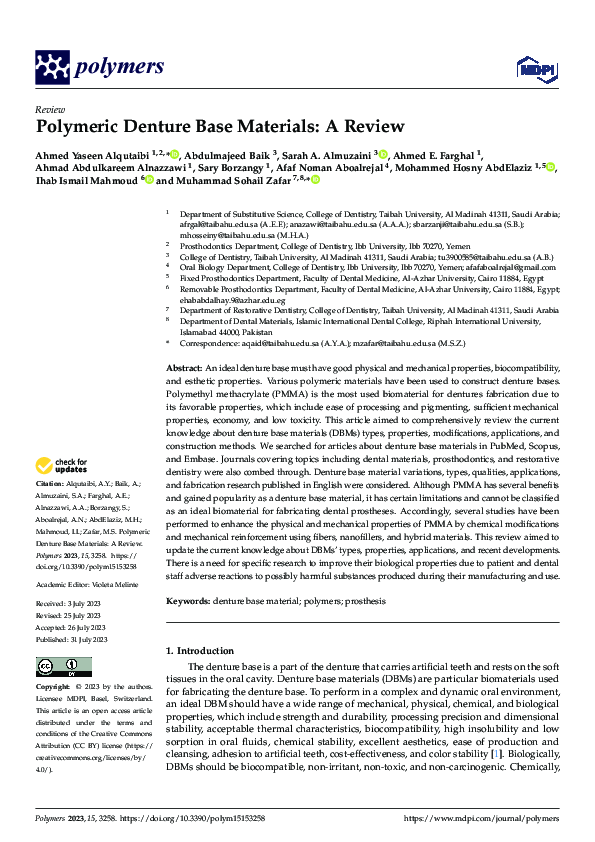 (PDF) Polymeric Denture Base Materials: A Review
