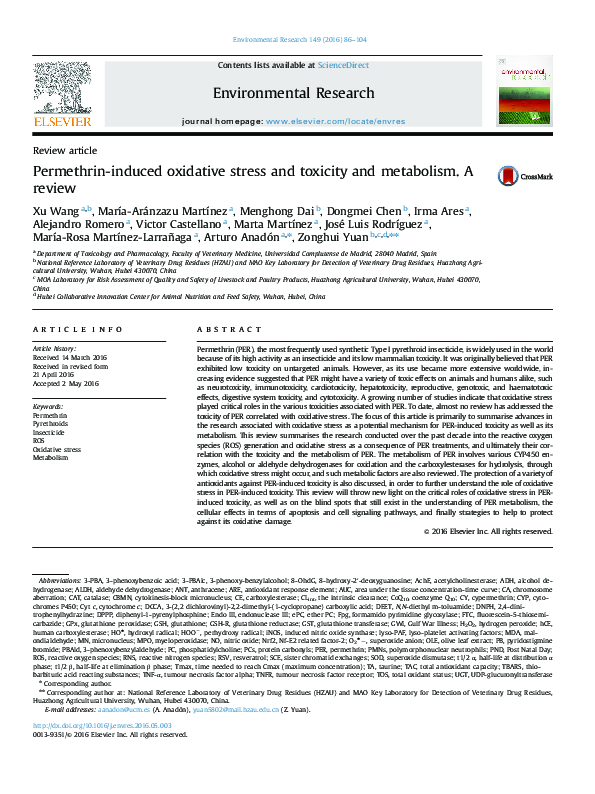 (PDF) Permethrin-induced oxidative stress and toxicity and metabolism ...