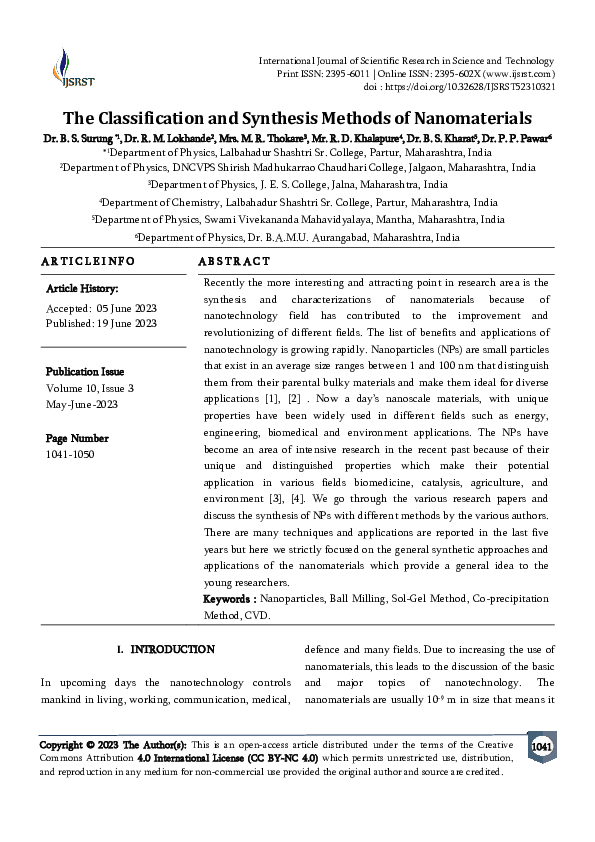 (PDF) The Classification and Synthesis Methods of Nanomaterials