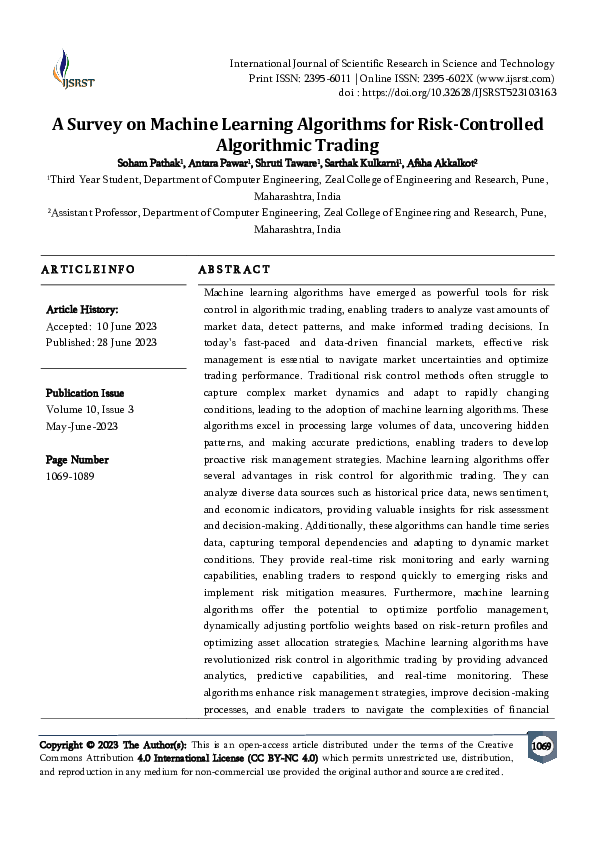 (PDF) A Survey on Machine Learning Algorithms for Risk-Controlled ...