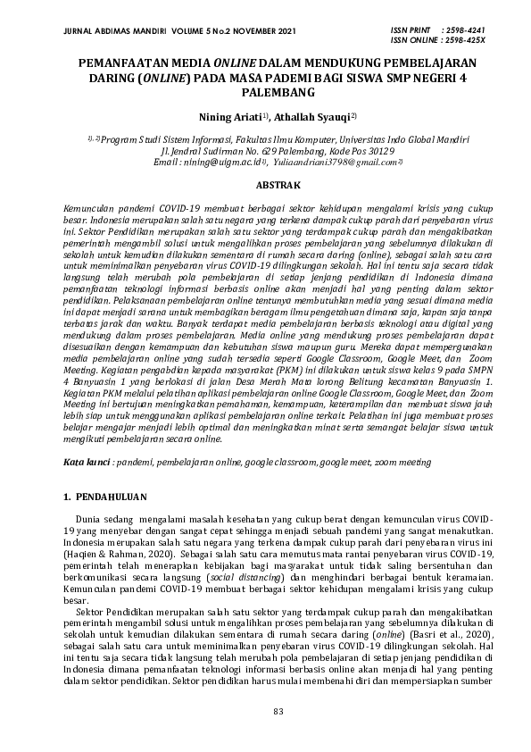 (PDF) Pemanfaatan Media Online Dalam Mendukung Pembelajaran Daring ...