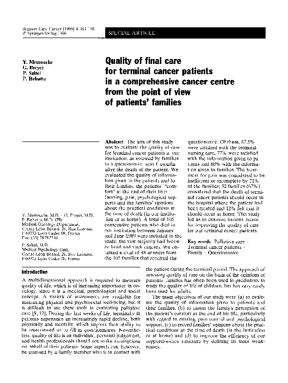 (PDF) Quality of final care for terminal cancer patients in a ...