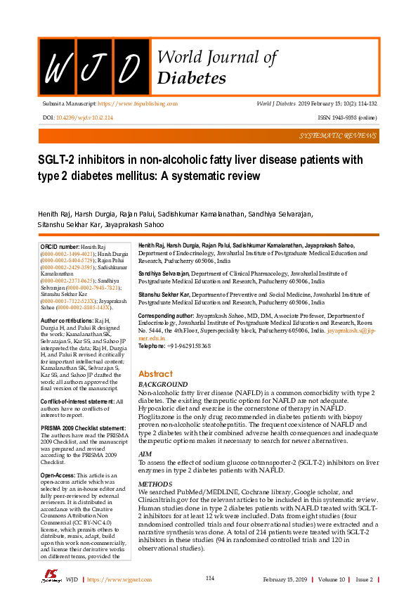 (PDF) SGLT-2 inhibitors in non-alcoholic fatty liver disease patients ...