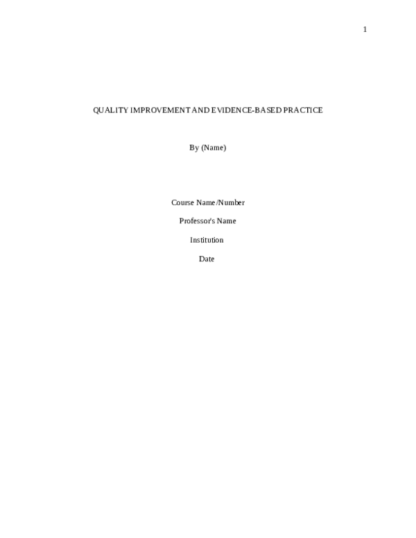 (PDF) QUALITY IMPROVEMENT AND EVIDENCE BASED PRACTICE