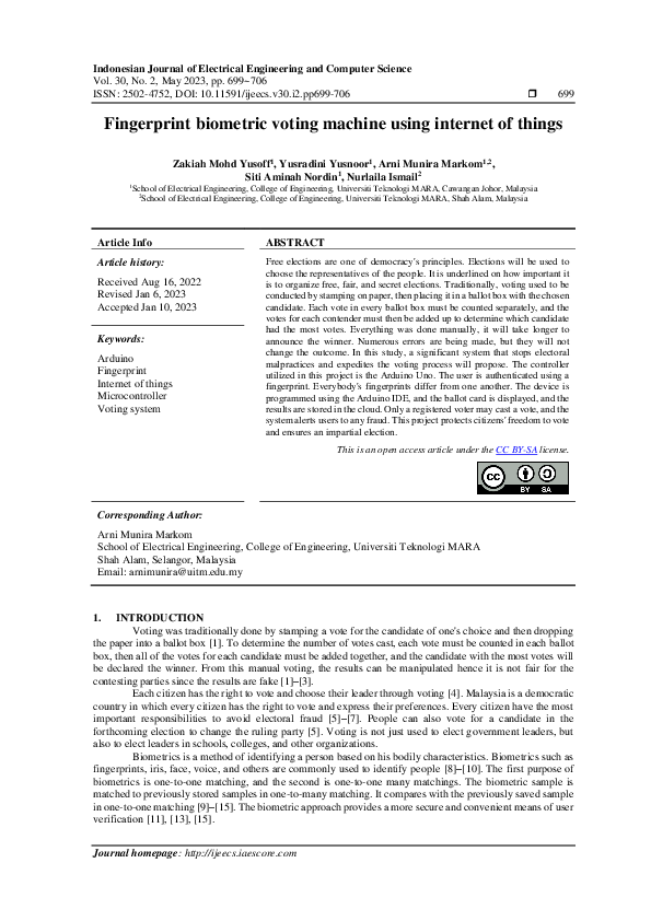 Pdf Fingerprint Biometric Voting Machine Using Internet Of Things