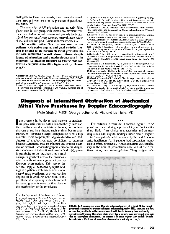 (PDF) Diagnosis of intermittent obstruction off mechanical mitral valve ...