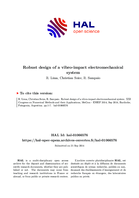 (PDF) Robust design of a vibro-impact electromechanical system