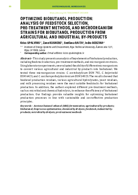 (PDF) Optimizing Biobutanol Production: Analysis of Feedstock Selection ...