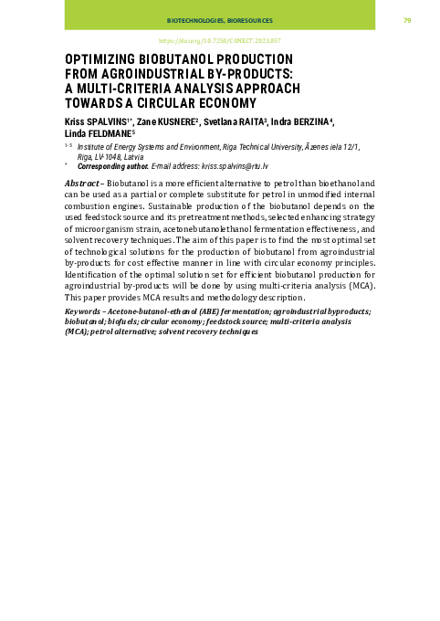 (PDF) Optimizing Biobutanol Production from Agroindustrial By-Products ...