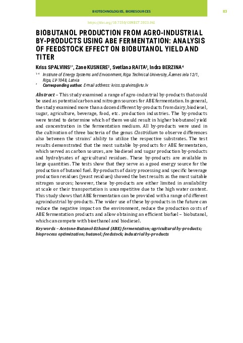 (PDF) Biobutanol Production from Agro-industrial by-products using ABE ...