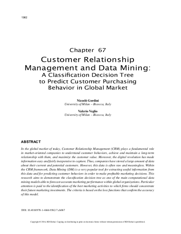 Pdf Customer Relationship Management And Data Mining