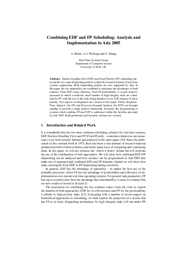 (PDF) Combining EDF and FP scheduling: Analysis and implementation in ...