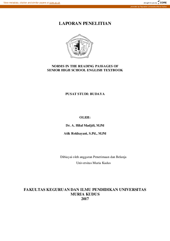 (PDF) Norms In The Reading Passages Of Senior High School English Textbook