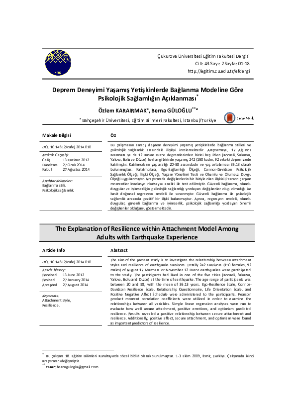 (PDF) The Explanation of Resilience within Attachment Model Among ...