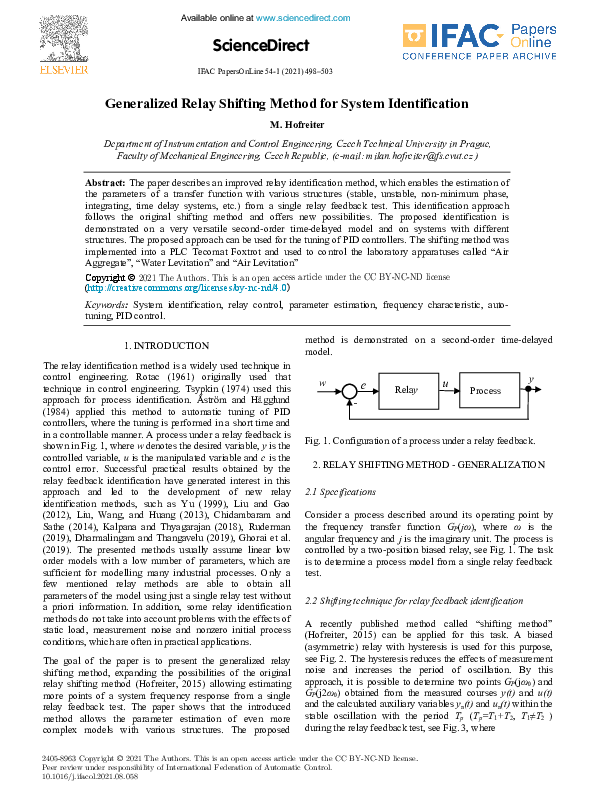 (PDF) Relay Shifting for System Identification and Tuning
